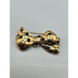 Carolee | Jewelry | Vintage Carolee Bow Pin Brooch Gold Tone With Black ...